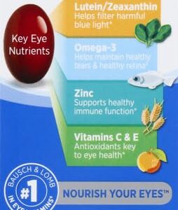 Ocuvite Eye Vitamin & Mineral Supplement, Contains Zinc, Vitamins C, E, Omega 3, Lutein, & Zeaxanthin, Bausch & Lomb Ocuvite Adult 50+ Eye Vitamin & Mineral Softgels, 50 Count (Packaging May Vary)