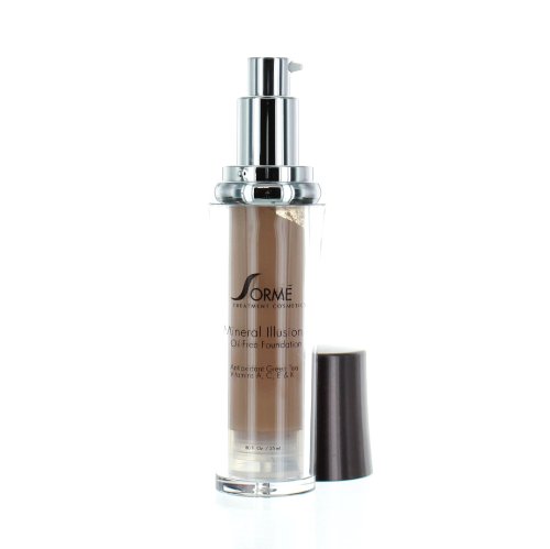 Sorme Mineral Illusion Foundation in Honey (25ml) | Oil-Free Liquid Foundation | With Shea Butter, Green Tea, and Vitamins A, C, and E | Hydrating Mineral Makeup Foundation for Face and Body