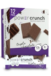 power crunch protein wafer bars, high protein snacks with delicious taste, triple chocolate, 1.4 ounce (12 count)