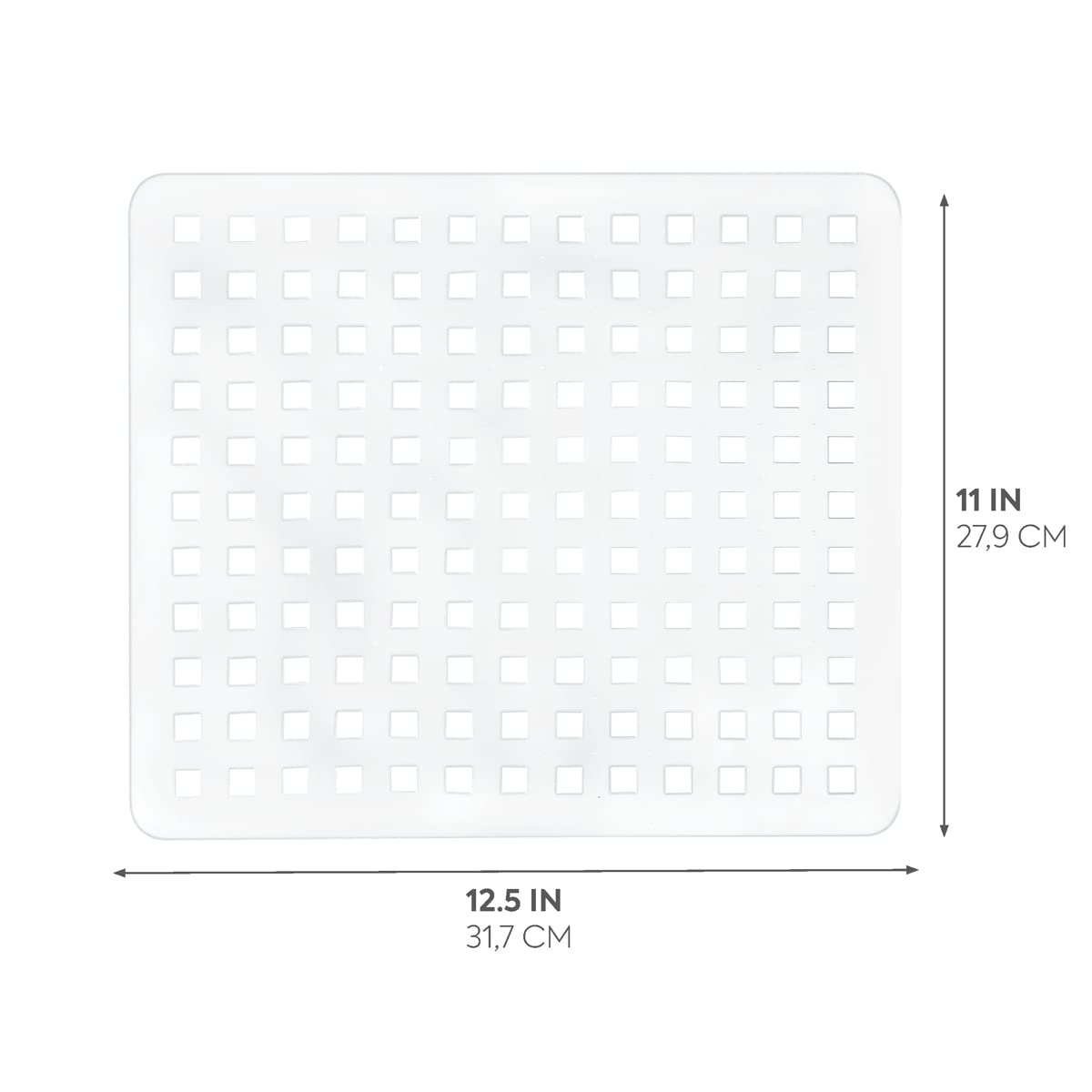 iDesign Euro Plastic Sink Grid, Non-Skid Dish Protector for Kitchen, Bathroom, Basement, Garage, 12.5" x 11", Clear