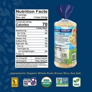 Lundberg Rice Cakes - Organic Whole Grain Brown Rice Cakes, Lightly Salted, Healthy Snacks for Adults and Kids, Gluten-Free Snacks, Organic Snacks, Vegan, 8.5 Oz (Pack of 6)