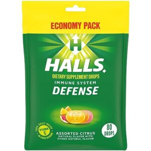 halls defense assorted citrus vitamin c drops, economy pack, 80 drops