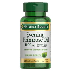 nature's bounty evening primrose oil, promotes women's health, 1000 mg evening primrose oil, 60 rapid release softgels