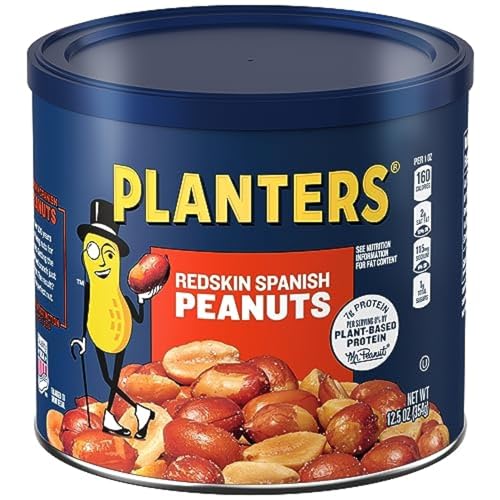 PLANTERS Redskin Spanish Peanuts, Roasted Salted Peanuts, Plant Based Protein 12.5 Ounce (Pack of 6)