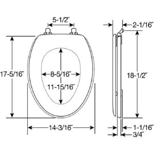 MAYFAIR 1844BNA 000 Toilet Seat with Brushed Nickel Hinges will Never Come Loose, ELONGATE, White - Brushed Nickel