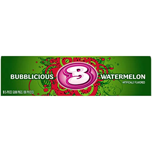 Bubblicious Watermelon Gum, 18 Packs of 5 Pieces (90 Total Pieces)