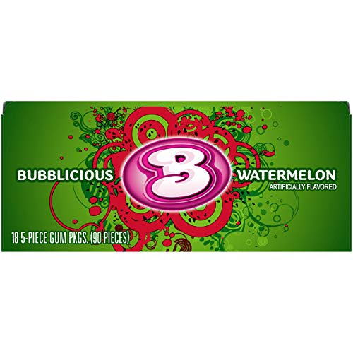 Bubblicious Watermelon Gum, 18 Packs of 5 Pieces (90 Total Pieces)