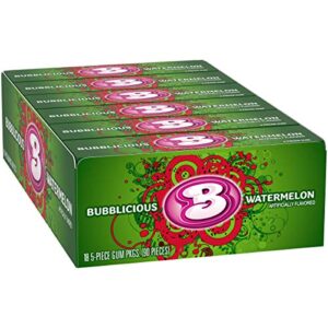 Bubblicious Watermelon Gum, 18 Packs of 5 Pieces (90 Total Pieces)