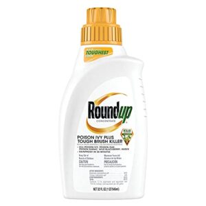 roundup concentrate poison ivy killer plus tough brush killer for weeds, grass, stumps with 24 hours results, 32 oz.