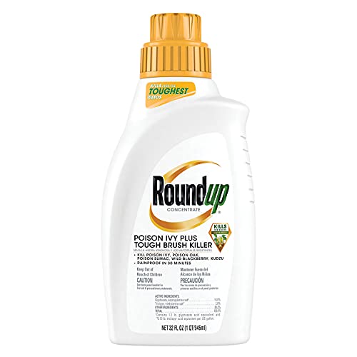 Roundup Concentrate Poison Ivy Killer Plus Tough Brush Killer for Weeds, Grass, Stumps with 24 hours Results, 32 oz.