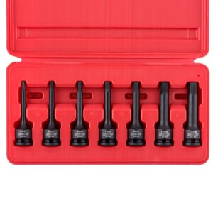 neiko 01130b 3/8" drive allen socket set, 7 piece, 3 inch, 3/8” impact hex bit socket set, metric hex driver 4 mm to 12 mm, chrome-moly cr-mo impact grade