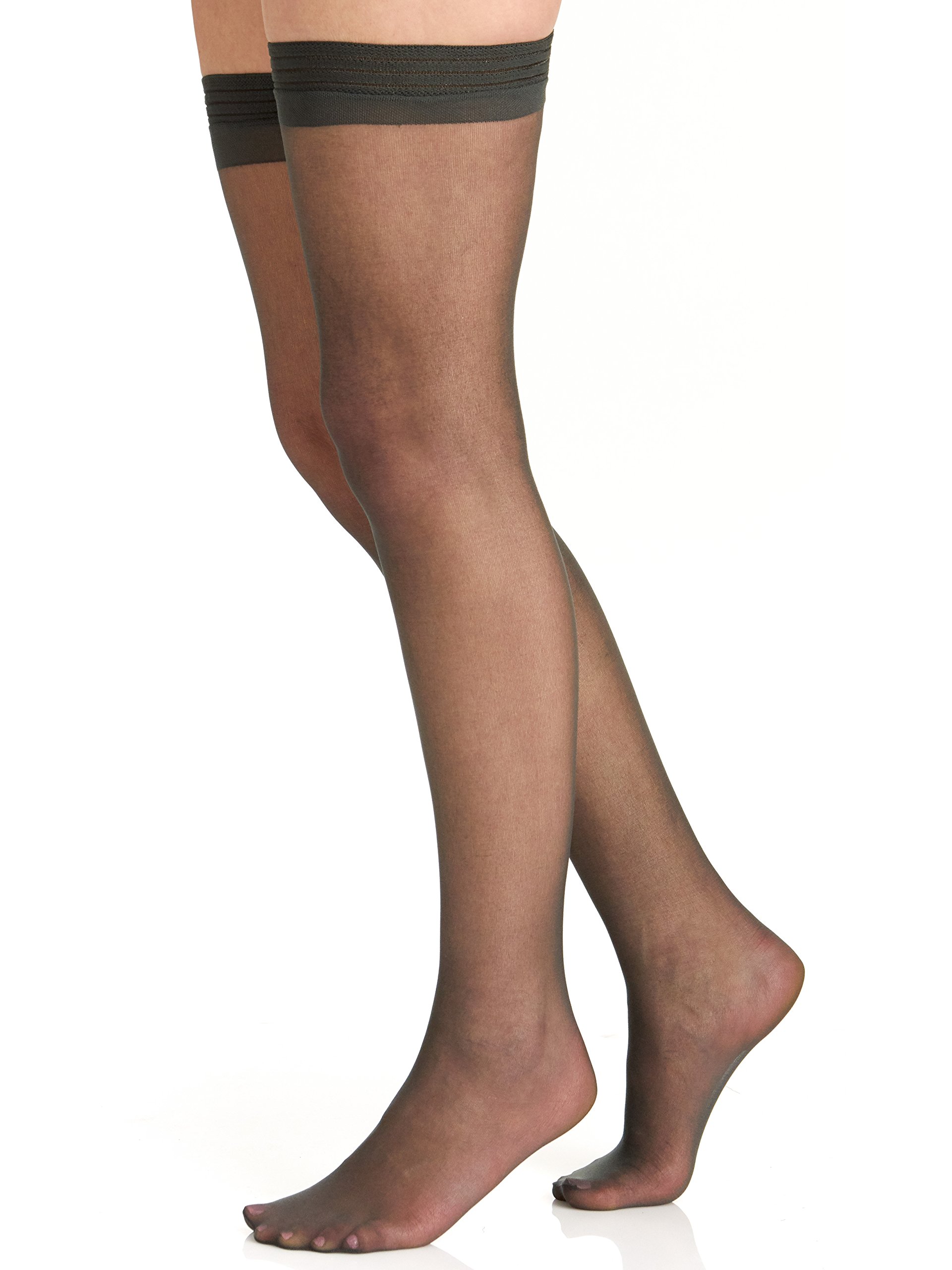 Berkshire Womens All Day Sheer With Invisible Toe Thigh, Off Black, 2X US