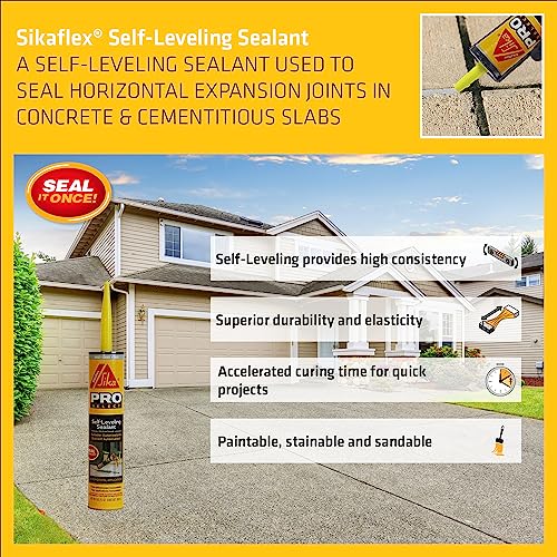 Sikaflex Self Leveling Sealant, Gray, polyurethane with an accelerated curing capacity for sealing horizontal expansion joints in concrete, 10.1 fl. oz Cartridge