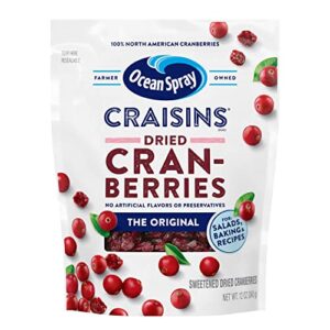 ocean spray craisins, dried cranberries, original, 12 ounce resealablepouch