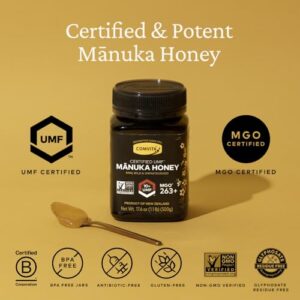 Comvita Manuka Honey (UMF 10+, MGO 263+) New Zealand’s 1 Manuka Brand Premium Superfood for Nourishing Wellness Raw, Wild, Non-GMO 17.6 oz