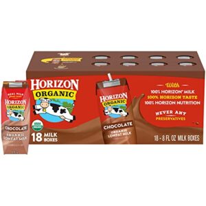 horizon organic shelf-stable 1% low fat milk boxes, chocolate, 8 oz., 18 pack