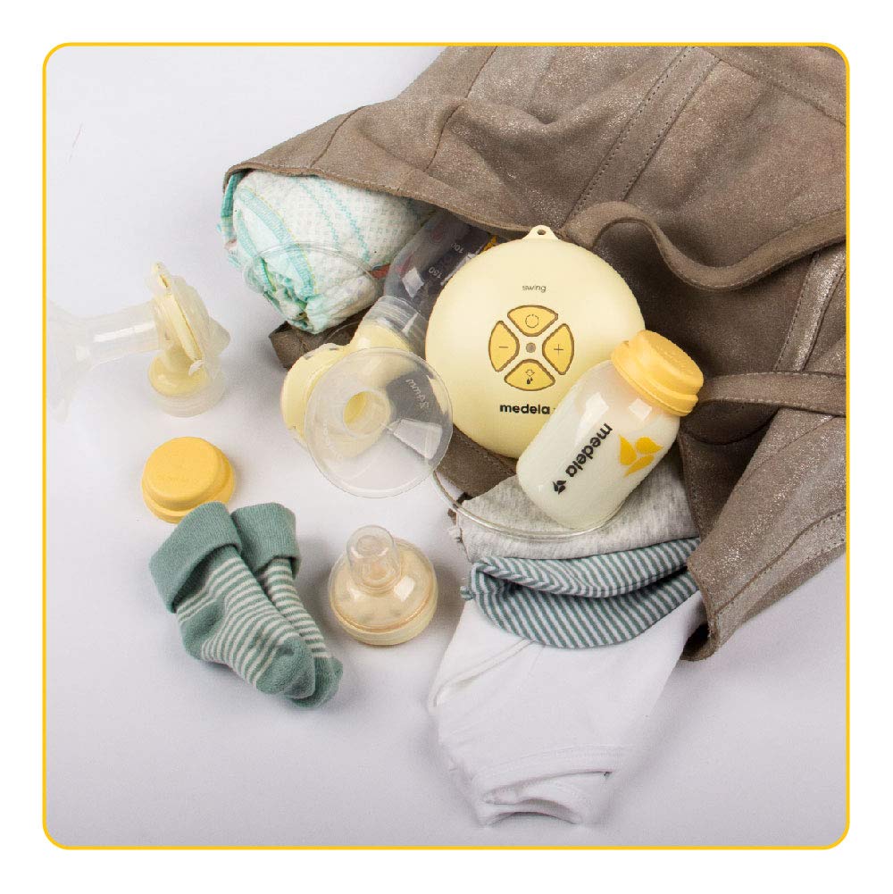 Medela, Swing, Single Electric Breast Pump, Compact and Lightweight Motor, 2-Phase Expression Technology, Convenient AC Adaptor or Battery Power, Single Pumping Kit, Easy to Use Vacuum Control