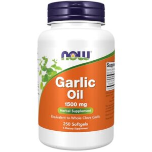 now supplements, garlic oil 1500 mg, serving size equivalent to whole clove garlic, 250 softgels