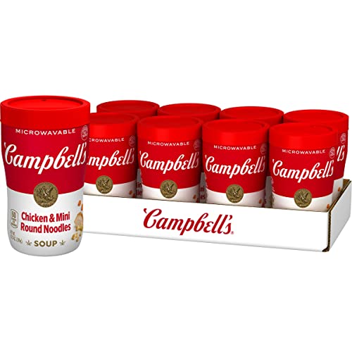 Campbell's Sipping Soup, Chicken & Mini Round Noodle Soup, 10.75 Oz Microwavable Cup (Case of 8)