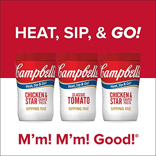 Campbell's Sipping Soup, Chicken & Mini Round Noodle Soup, 10.75 Oz Microwavable Cup (Case of 8)