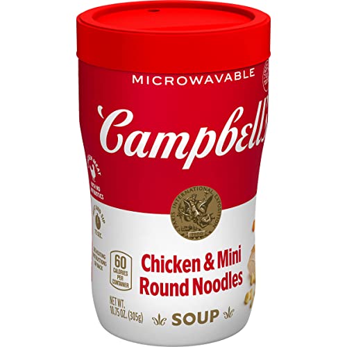 Campbell's Sipping Soup, Chicken & Mini Round Noodle Soup, 10.75 Oz Microwavable Cup (Case of 8)