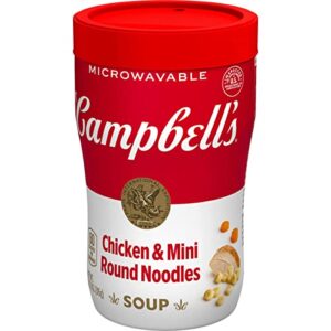 Campbell's Sipping Soup, Chicken & Mini Round Noodle Soup, 10.75 Oz Microwavable Cup (Case of 8)