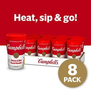 Campbell's Sipping Soup, Chicken & Mini Round Noodle Soup, 10.75 Oz Microwavable Cup (Case of 8)