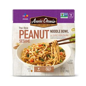 annie chun's - noodle bowl, thai-style peanut sesame flavor, instant & microwavable, non-gmo, vegan, healthy & delicious, 8.7 oz (pack of 6)