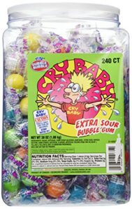 cry baby extra sour bubble gum 240ct. tub, 38oz