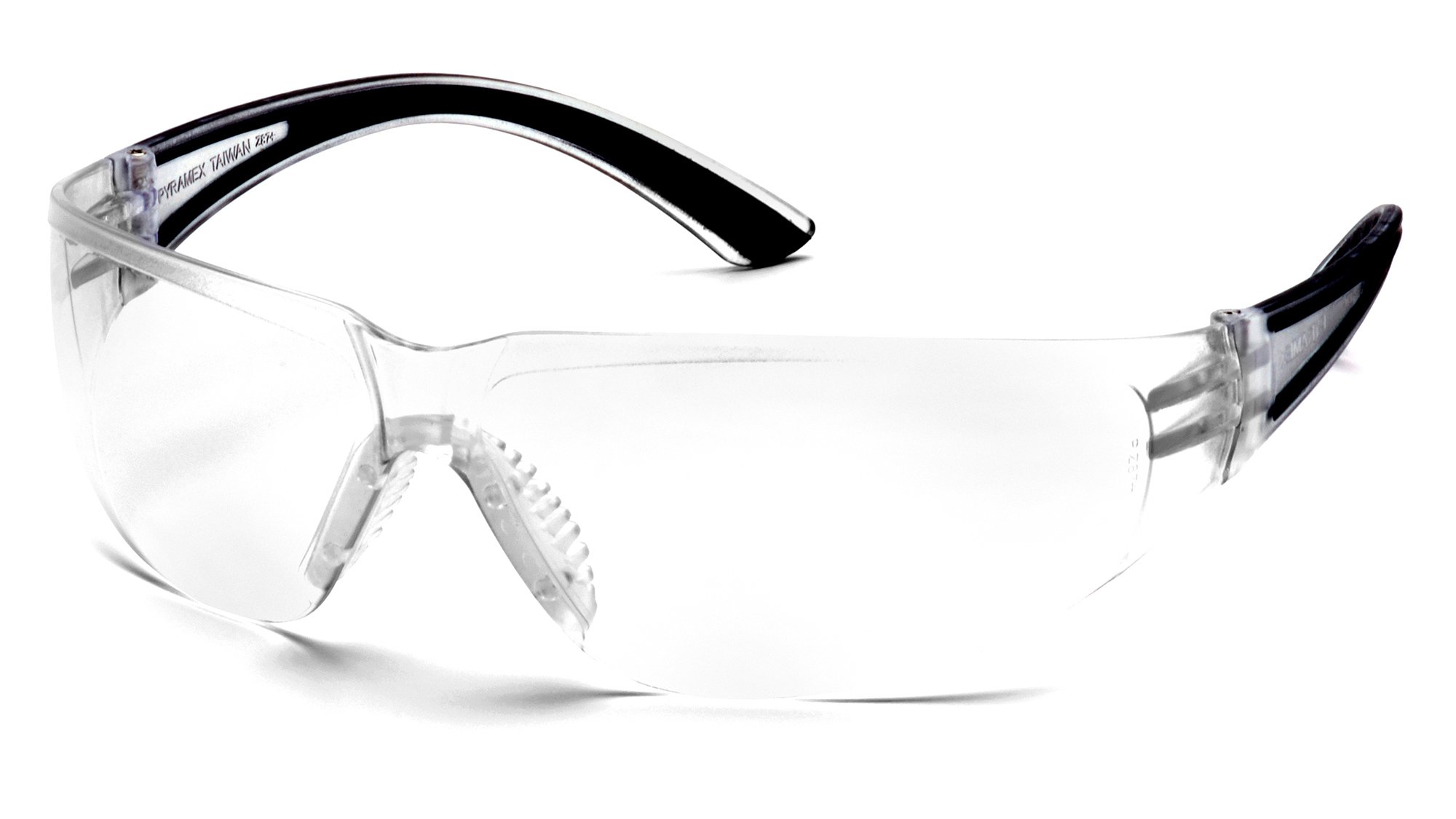 Pyramex Cortez Safety Eyewear, Clear Lens With Black Temples