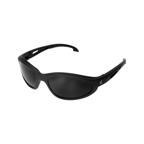 Edge TSM216 Dakura Polarized Wrap-Around Safety Glasses, Anti-Scratch, Non-Slip, UV 400, Military Grade, ANSI/ISEA & MCEPS Compliant, 5.04" Wide, Matte Black Frame / Smoke Lens