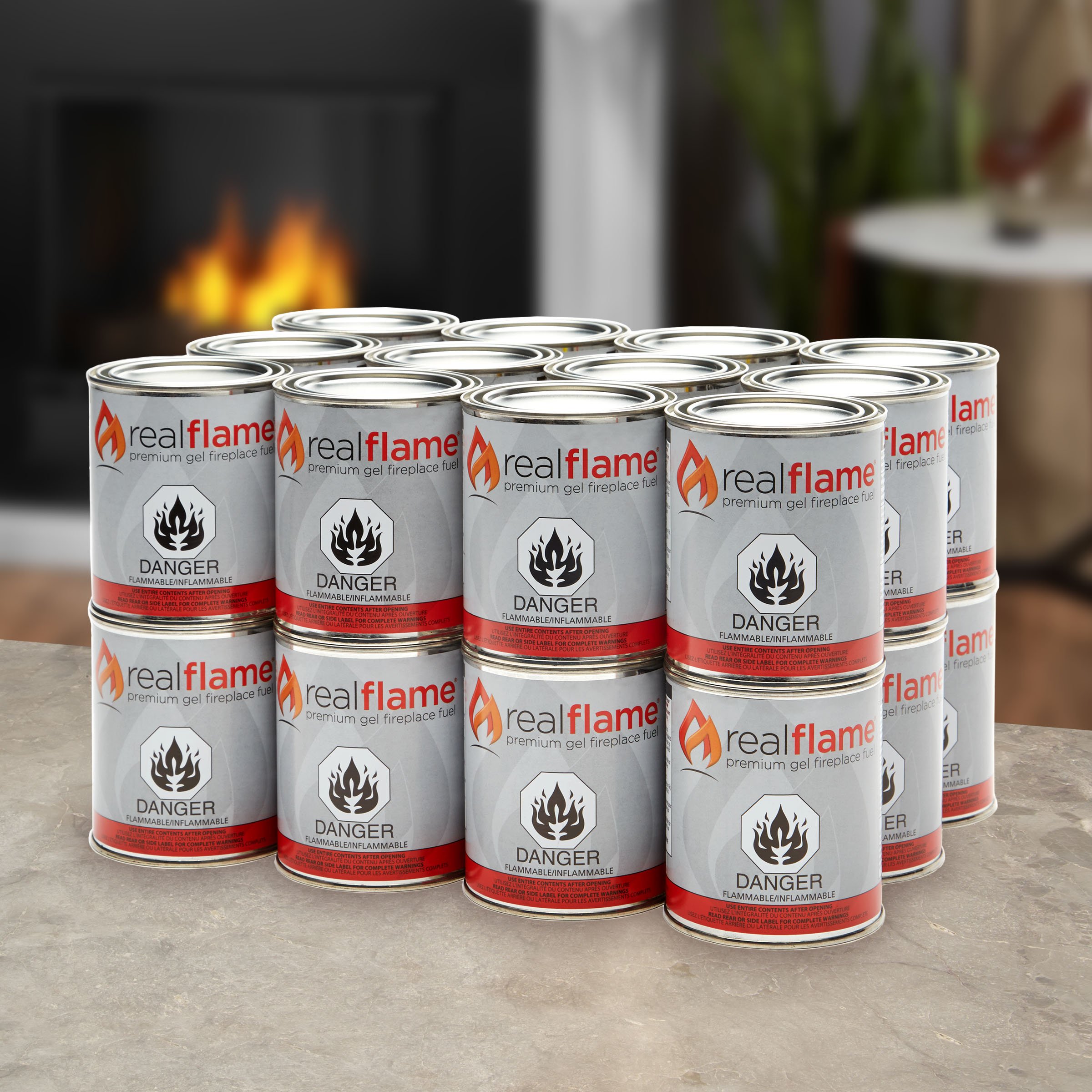 Real Flame Gel Fuel Cans - 24-Pack - Gelled Isopropyl Alcohol for Indoor or Outdoor Fireplaces