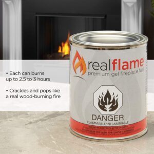 Real Flame Gel Fuel Cans - 24-Pack - Gelled Isopropyl Alcohol for Indoor or Outdoor Fireplaces