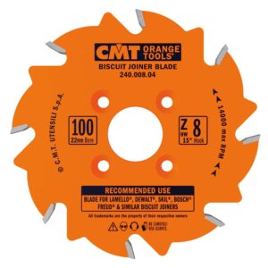 cmt 240.008.04 biscuit joiner blade, 4-inch diameter x 8 teeth, ptfe-coated.