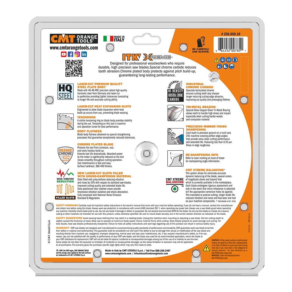 CMT 256.050.10 ITK XTreme Industrial Combination Saw Blade, 10-Inch x 50 Teeth 4 ATB + 1 FLAT Grind with 5/8-Inch Bore