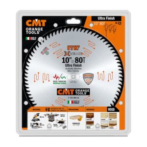 CMT 255.080.10 ITK Industrial Fine Finish Saw Blade, 10-Inch x 80 Teeth 40° ATB Grind with 5/8-Inch Bore