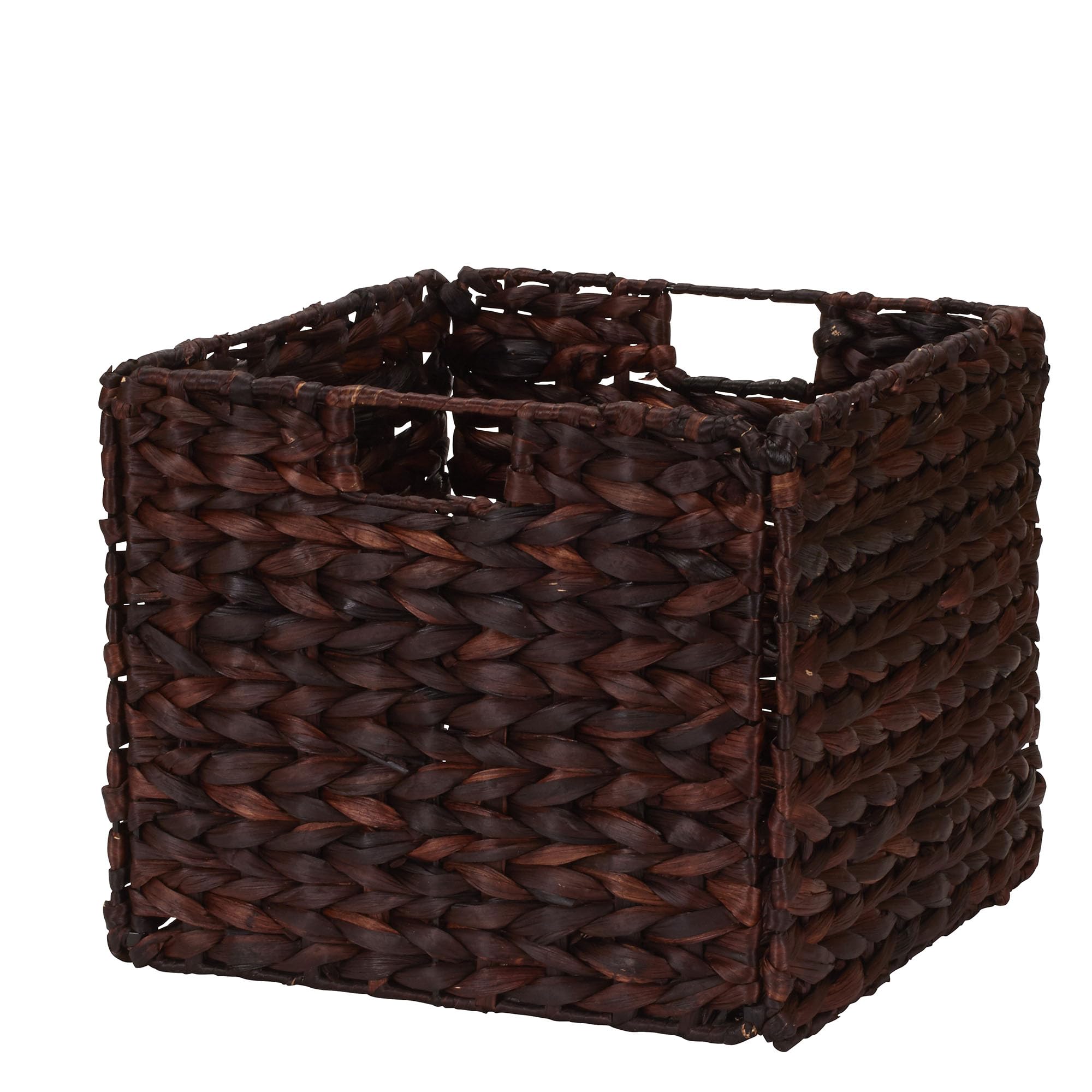 Household Essentials Wicker Open Storage Bin for Shelves, Dark Brown