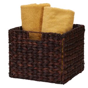 Household Essentials Wicker Open Storage Bin for Shelves, Dark Brown