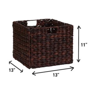 Household Essentials Wicker Open Storage Bin for Shelves, Dark Brown