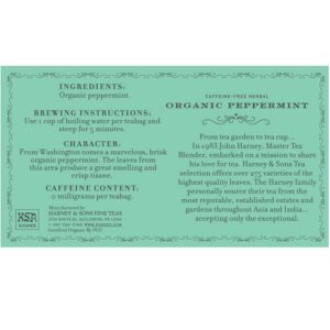 Harney & Sons Organic Peppermint Tea 1.76oz/50g (50 Tea Bags)