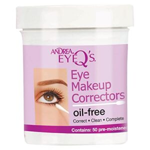 andrea eyeq's oil-free eye make-up correctors pre-moistened swabs, 50 count