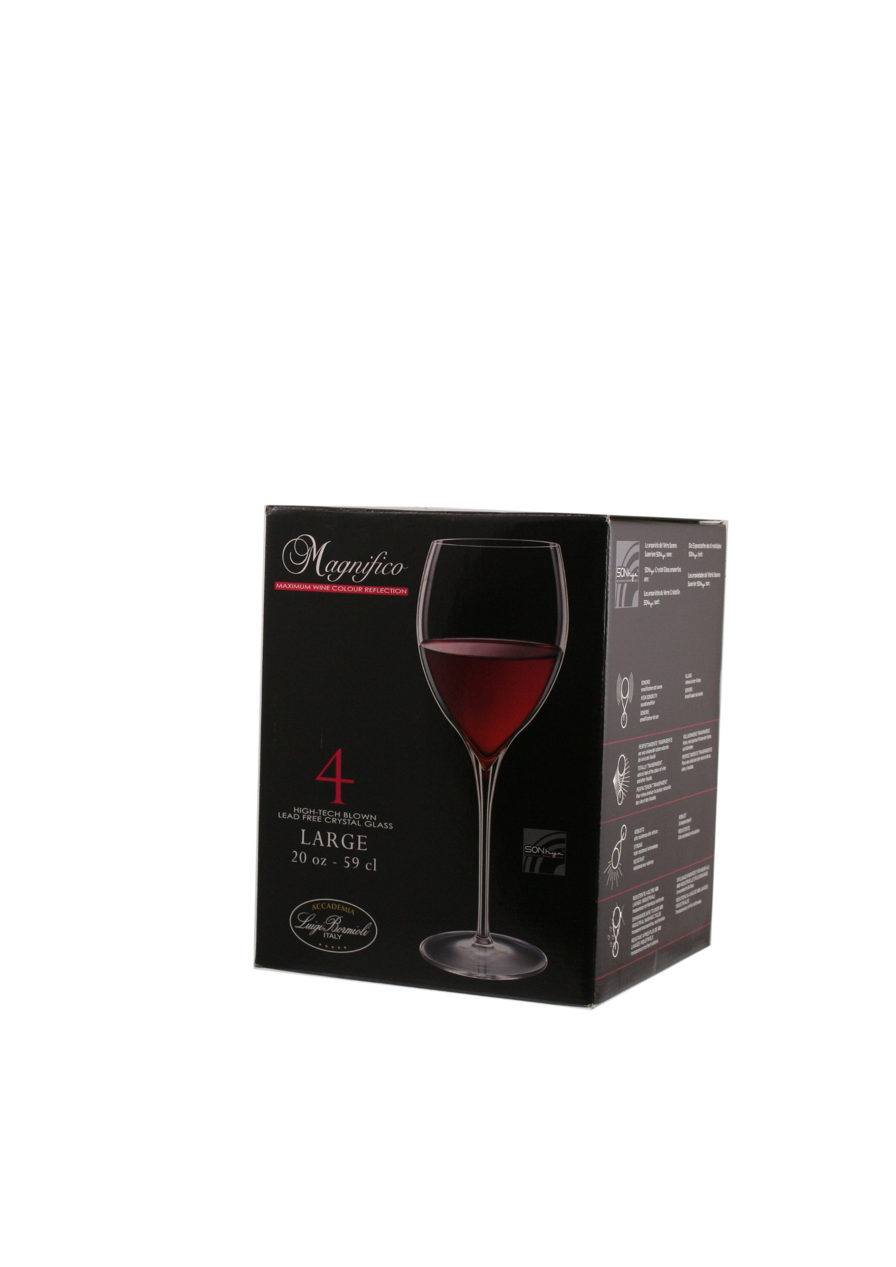 Luigi Bormioli Magnifico 20-Ounce All Purpose Wine Stemware, Set of 4,