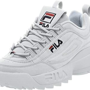 Fila Men's Strada Disruptor fashion sneakers, White/Peacoat/Vinred, 12 US