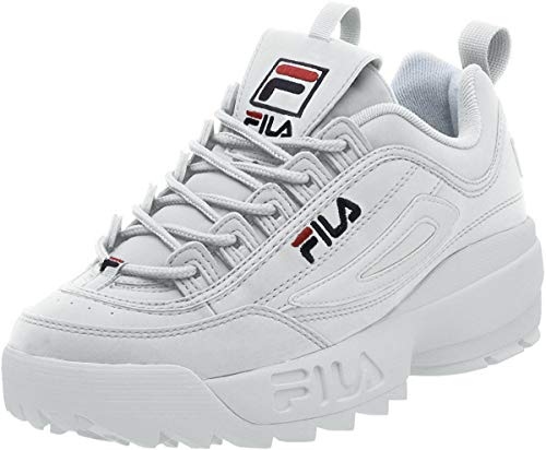 Fila Men's Strada Disruptor fashion sneakers, White/Peacoat/Vinred, 12 US