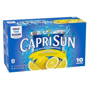 Capri Sun Lemonade Naturally Flavored Kids Juice Drink (10 ct Box, 6 fl oz Pouches)