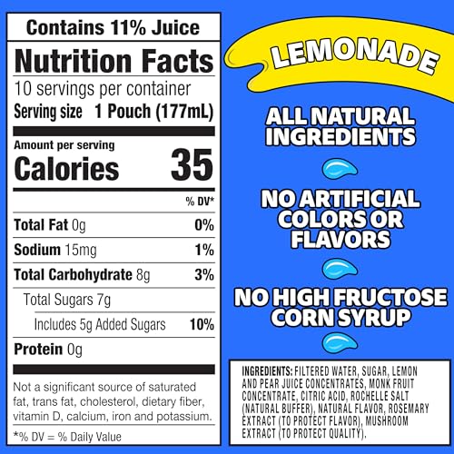 Capri Sun Lemonade Naturally Flavored Kids Juice Drink (10 ct Box, 6 fl oz Pouches)