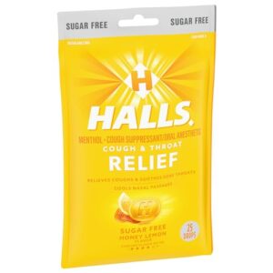 HALLS Relief Honey Lemon Sugar Free Cough Drops, 25 Drops