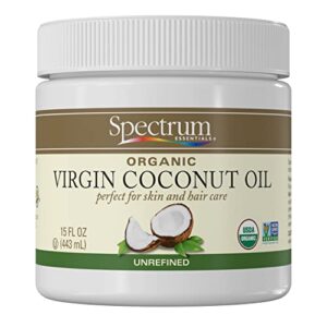 spectrum essentials organic virgin coconut oil, unrefined, 15 oz (packaging may vary)