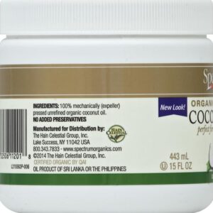 Spectrum Essentials Organic Virgin Coconut Oil, Unrefined, 15 Oz (Packaging May Vary)