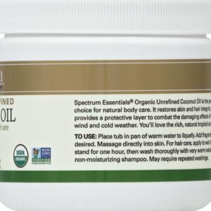 Spectrum Essentials Organic Virgin Coconut Oil, Unrefined, 15 Oz (Packaging May Vary)